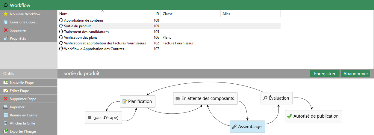 Outil de conception de workflow graphique
