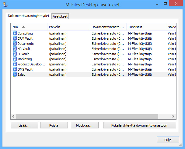 M-Files Desktop -asetukset